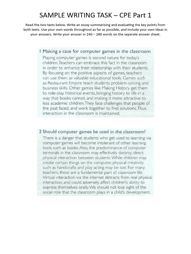 CPE Writing Part 1 Sample 2 | PDF