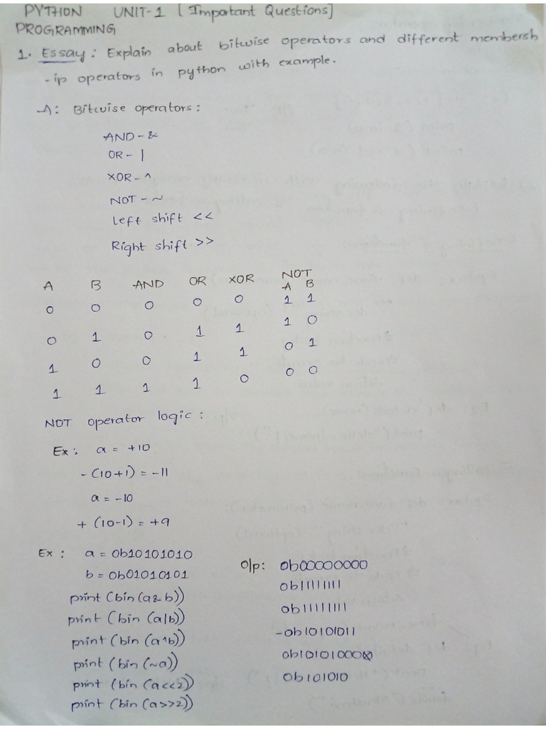 Pp Unit-1 (Important Questions) | PDF