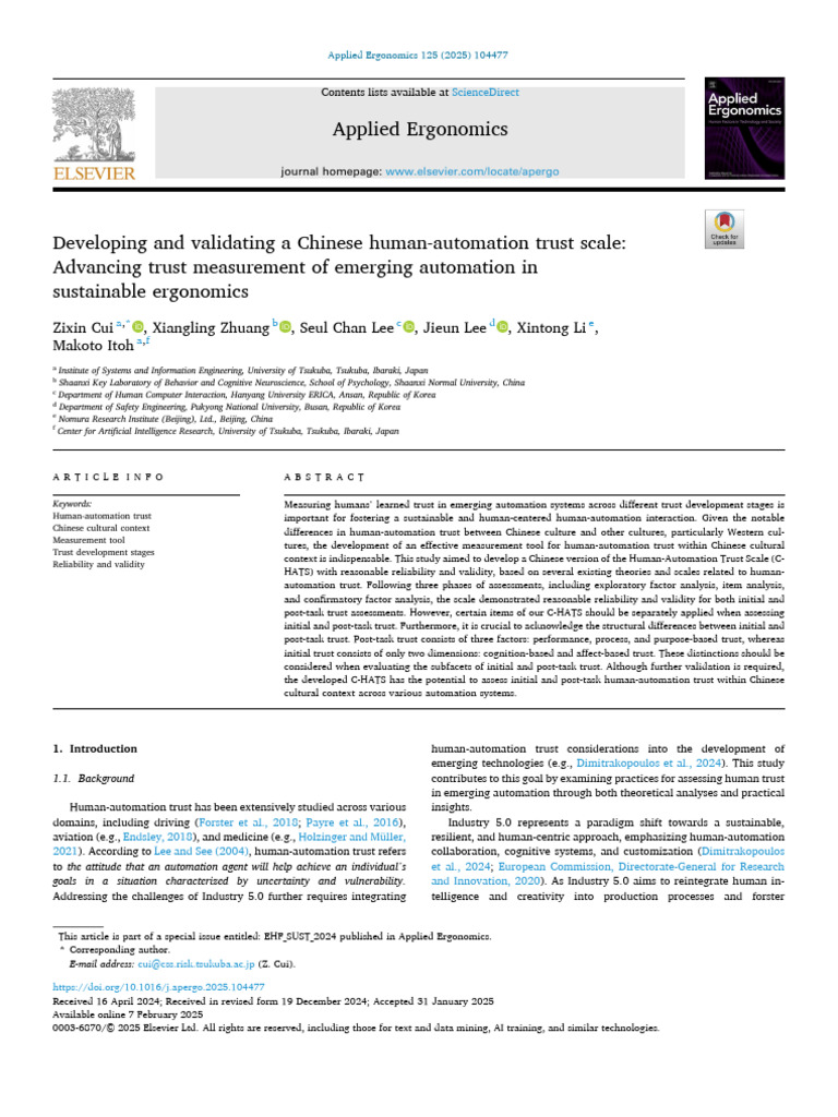 Cui - 2025 - Developing and Validating A Chinese Human-Automation Trust ...