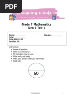 Grade 7 Term 1 Maths Test 2024 | PDF | Teaching Methods & Materials ...