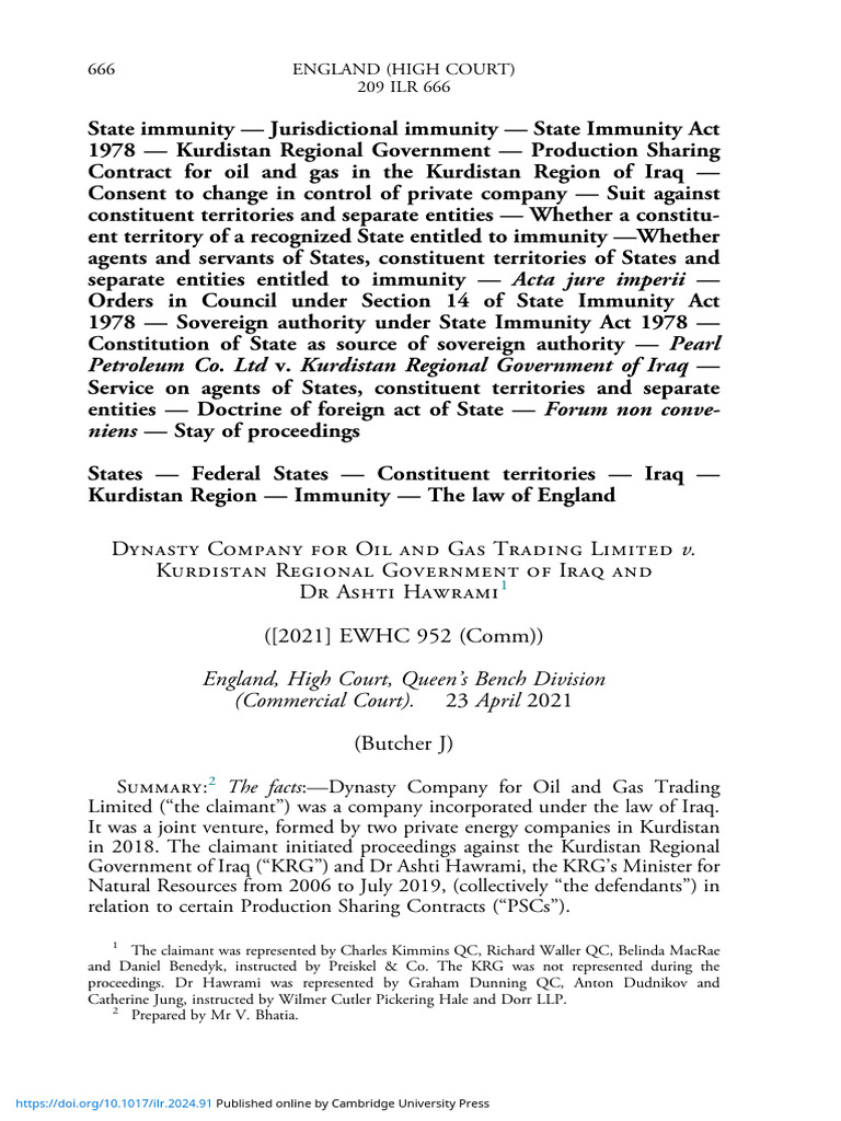 dynasty-company-for-oil-and-gas-trading-limited-v-kurdistan-regional ...