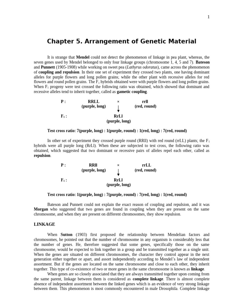 5.arrangement of Genetic Material | PDF | Genetic Linkage | Blood Type