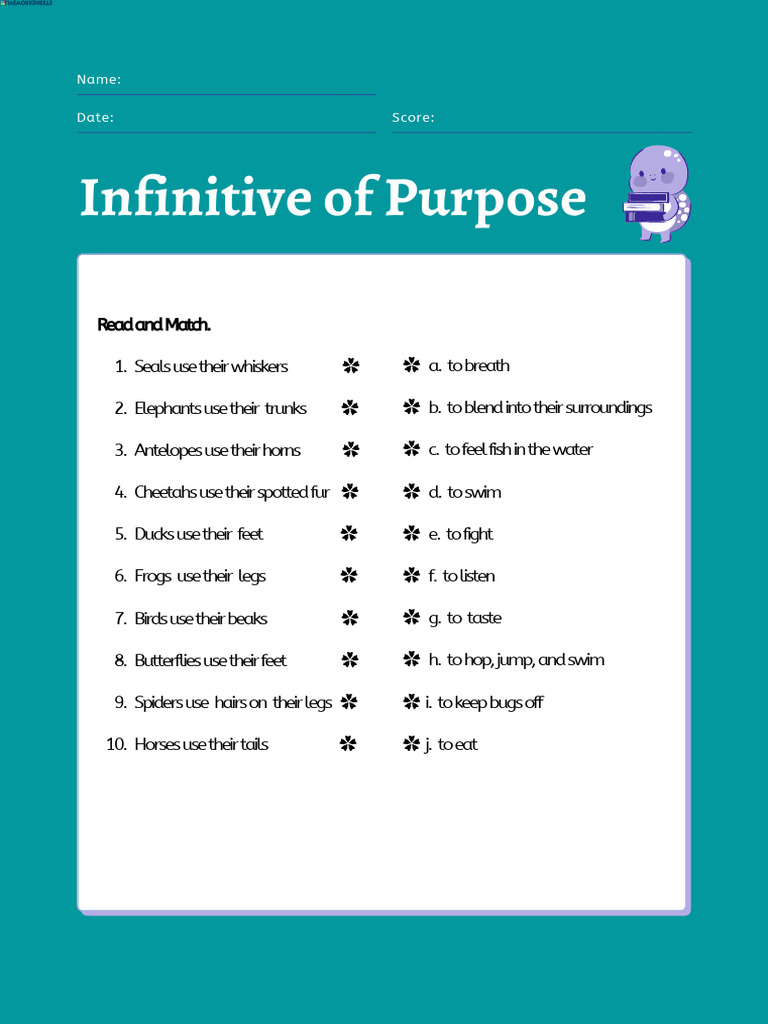 Infinitive of Purpose Excercise 2 | PDF