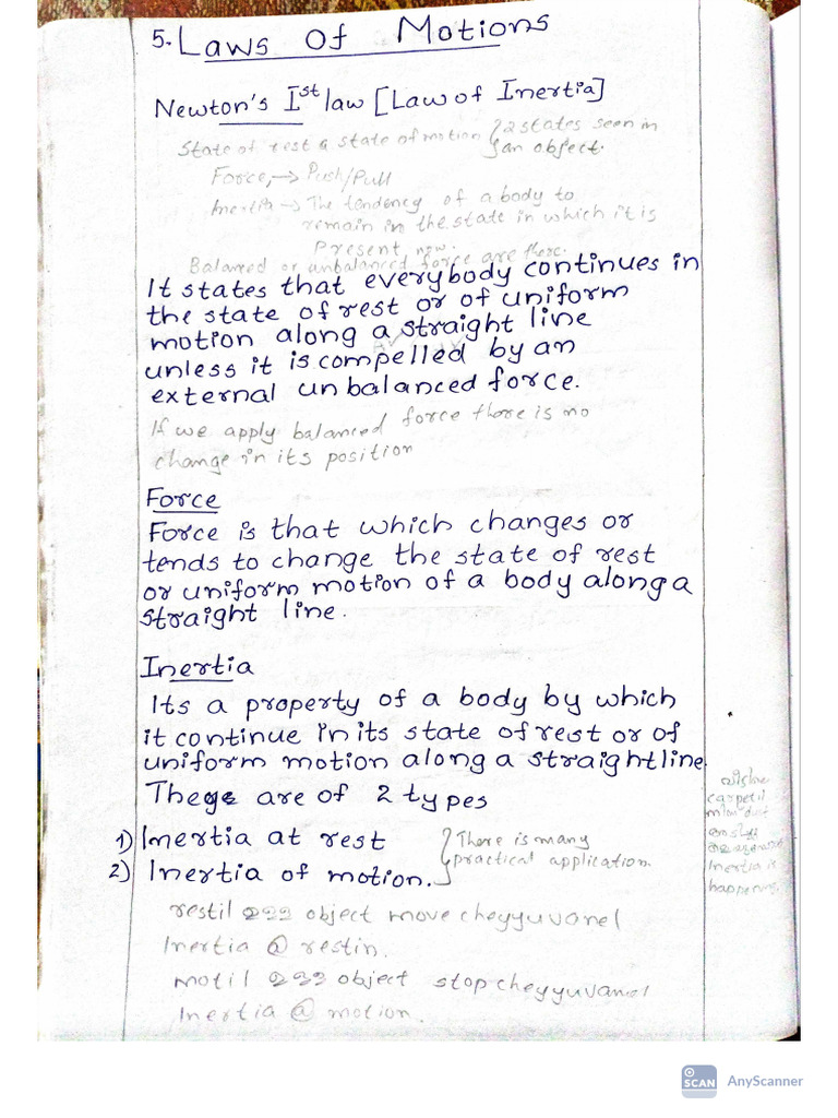 Laws of Motion Class11 Note. | PDF