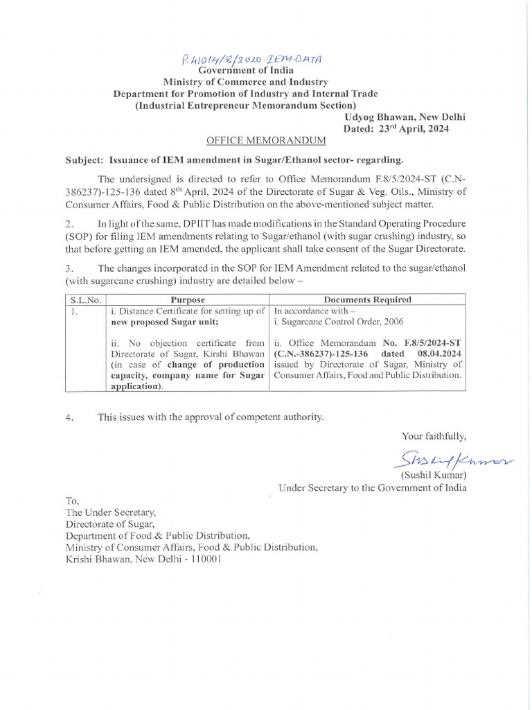 RevisedSOP AndOM OfSugarDirectorate | PDF