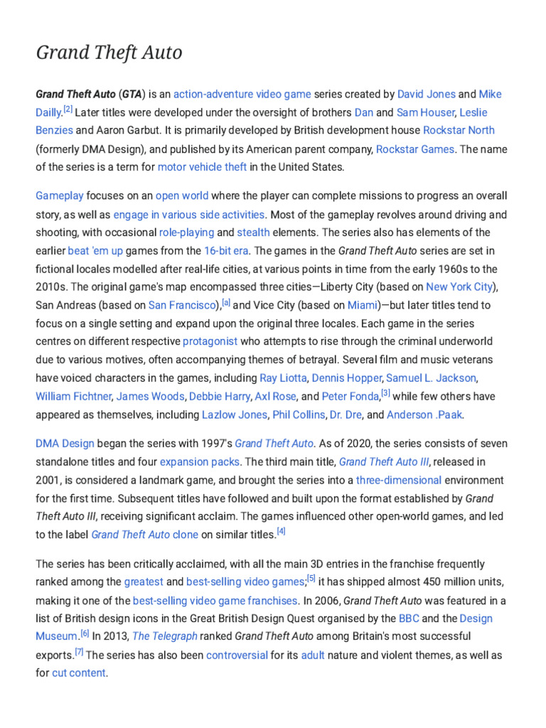 Grand Theft Auto - Wikipedia | PDF | Video Games