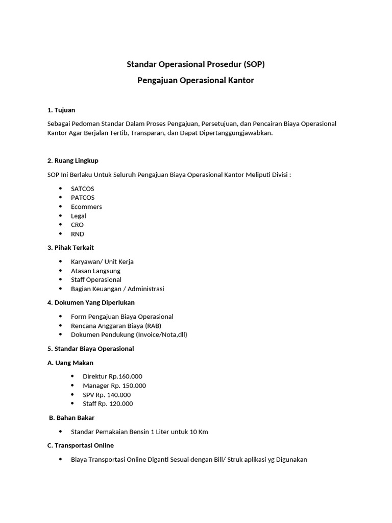 SOP Dan Flowchart Pengajuan Operasional Kantor | PDF