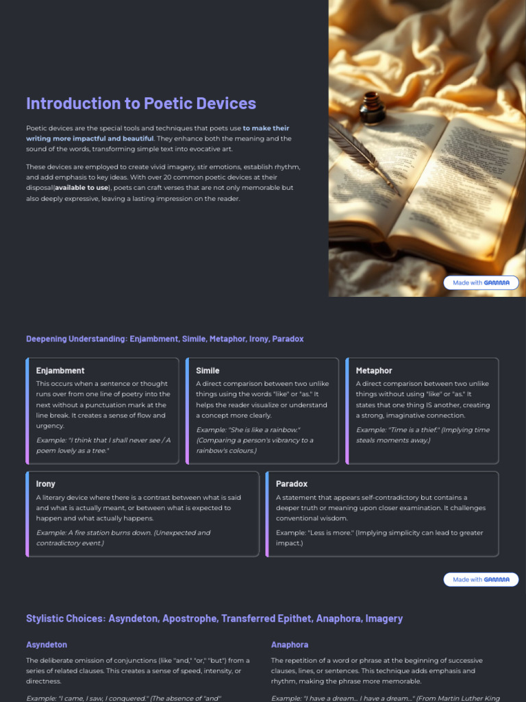 Introduction To Poetic Devices | PDF | Poetry | Poetic Devices