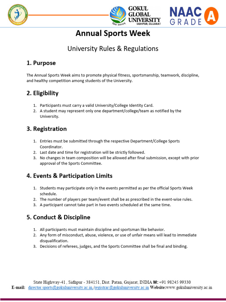 Annual Sports Week Rules and Regulation | PDF | Track And Field ...