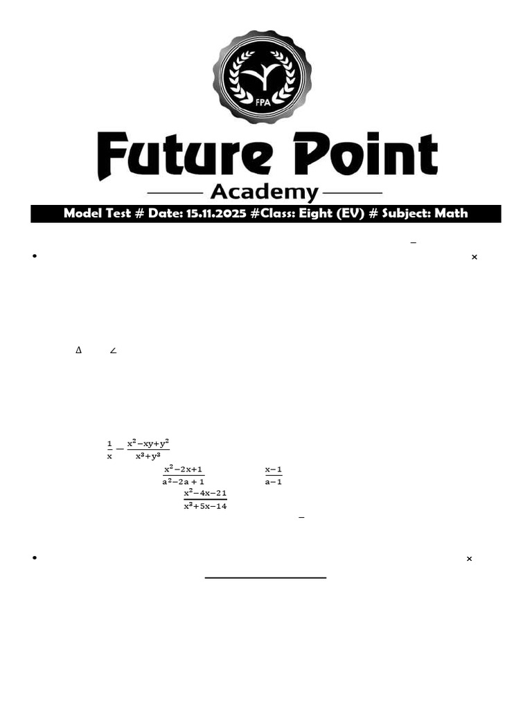 Class 8 EV (Math) M + D 15.11.2025 | PDF | Elementary Mathematics ...
