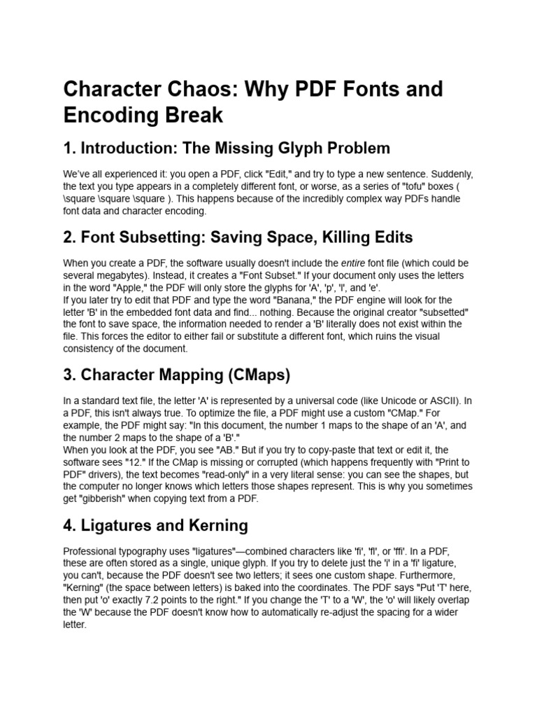 The Font and Encoding Nightmare | PDF | Character Encoding | Typefaces