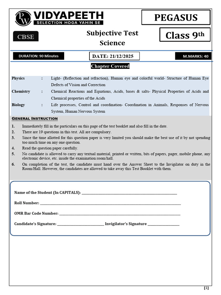 Pegasus Science CBSE 9th Question | PDF | Redox | Magnesium