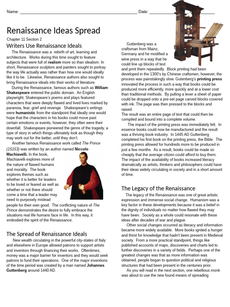 5 Renaissance Ideas Spread | PDF | Renaissance | The Prince