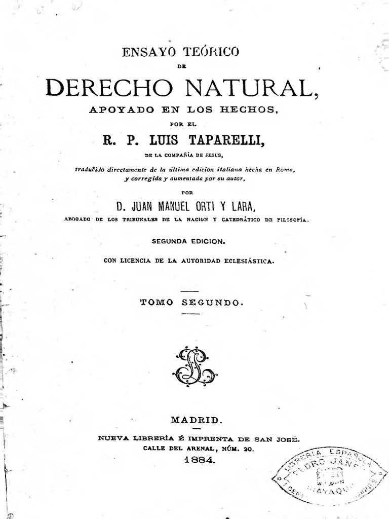 Taparelli Derecho Natural Tomo II | PDF | Verdad