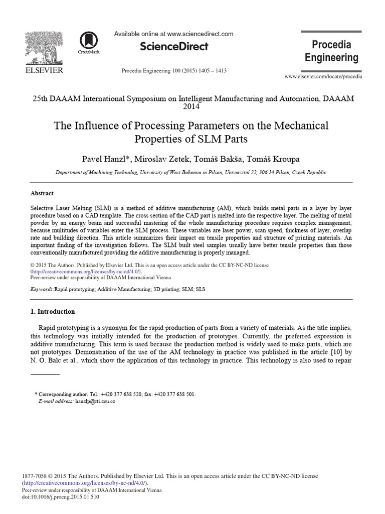 Influence of Processing Parameter on Mechanical Property of Slm | PDF ...