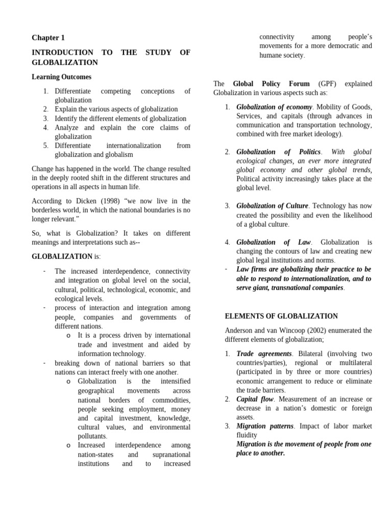 GE3-Unit-1-Introduction-to-the-Study-of-Globalization-outline | PDF ...