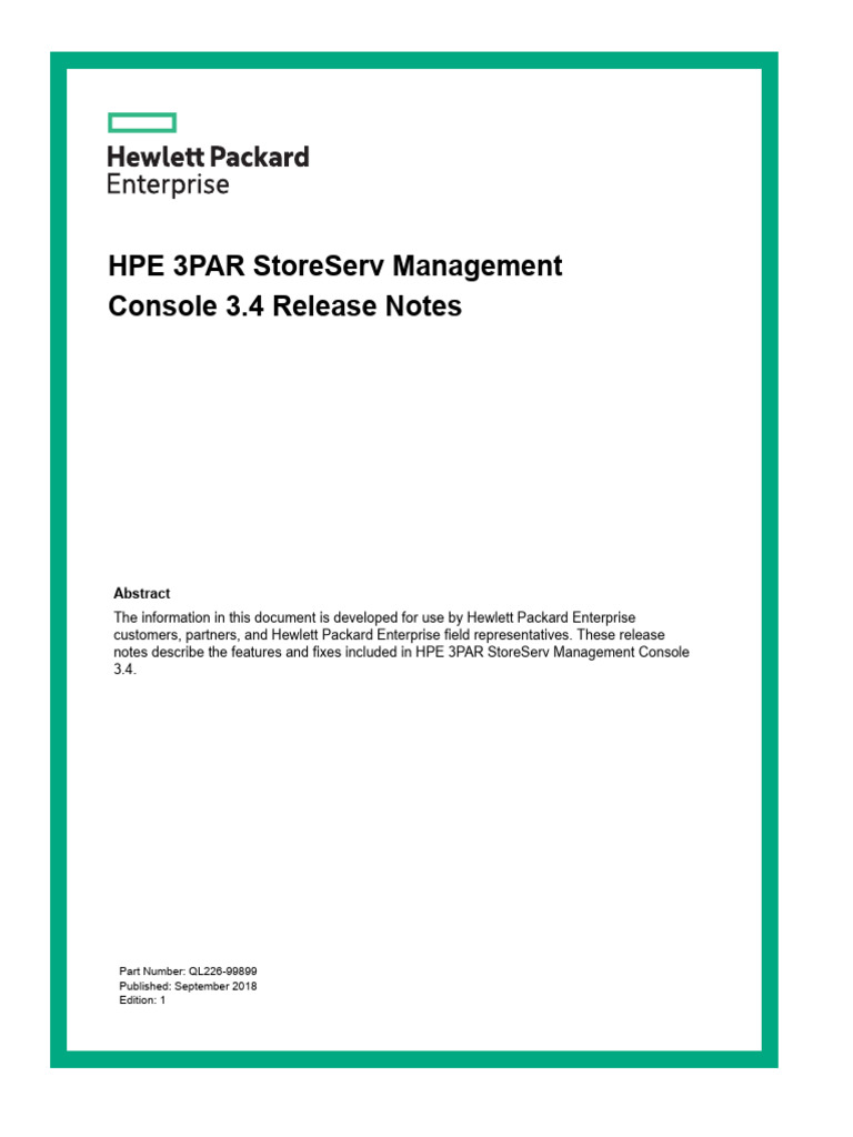 HPE 3PAR StoreServ Management Console 3.4 Release Notes | PDF ...