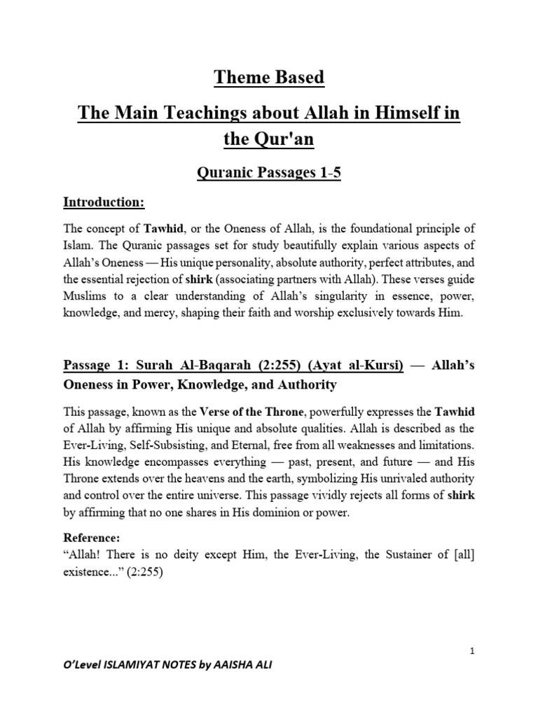 Theme Based Allah in Himself Updated 2025 | PDF | God In Islam | Tawhid