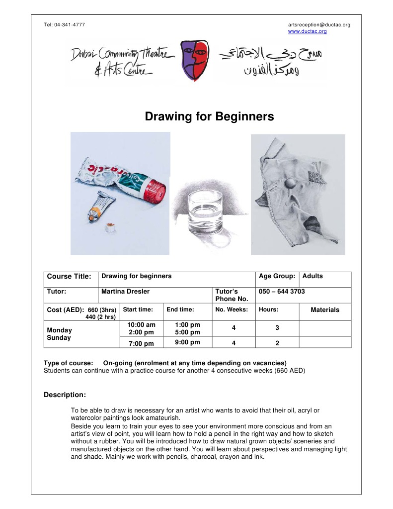 Drawing Course for Beginners - AED 660 | PDF | Drawing | Pencil