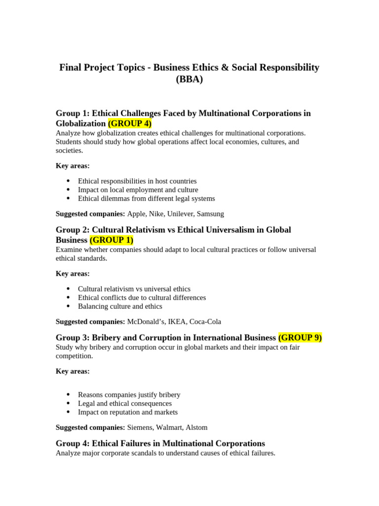 Final Project DSU Business Ethics & CSR | PDF | Business Ethics ...