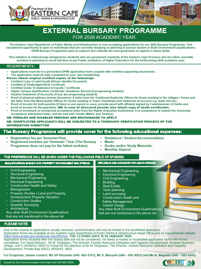 External Bursary 2026 Advert V2 - 251218 - 142556 | PDF | Educational ...