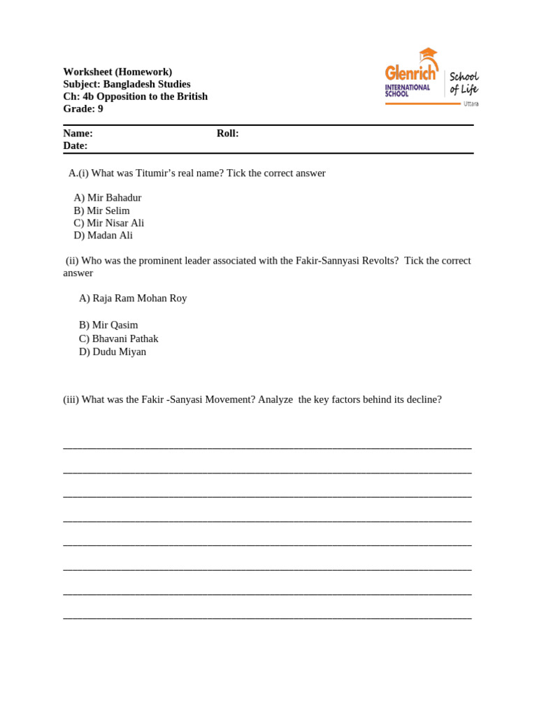 Winter Vacation Homework (1) | PDF