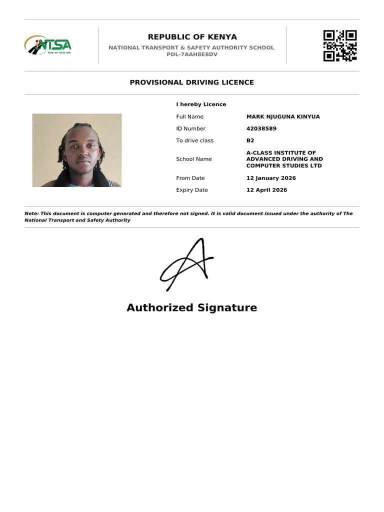 PDL 7AAH8E8DV Provisional Driving License | PDF