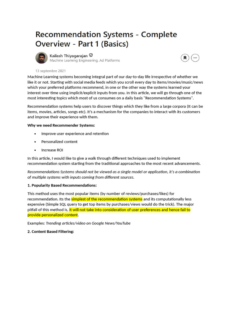 Machine Learning Systems Becoming Integral Part of Our Day | PDF | Deep ...