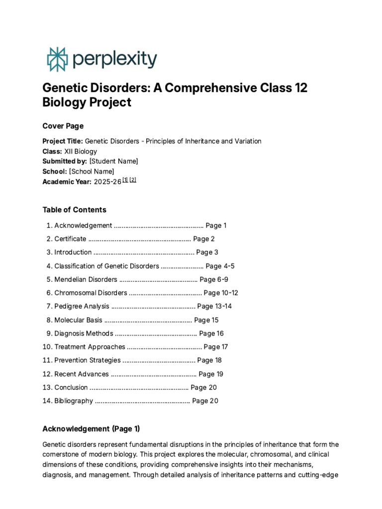 Genetic Disorders - A Comprehensive Class 12 Biolog | PDF | Genetic ...