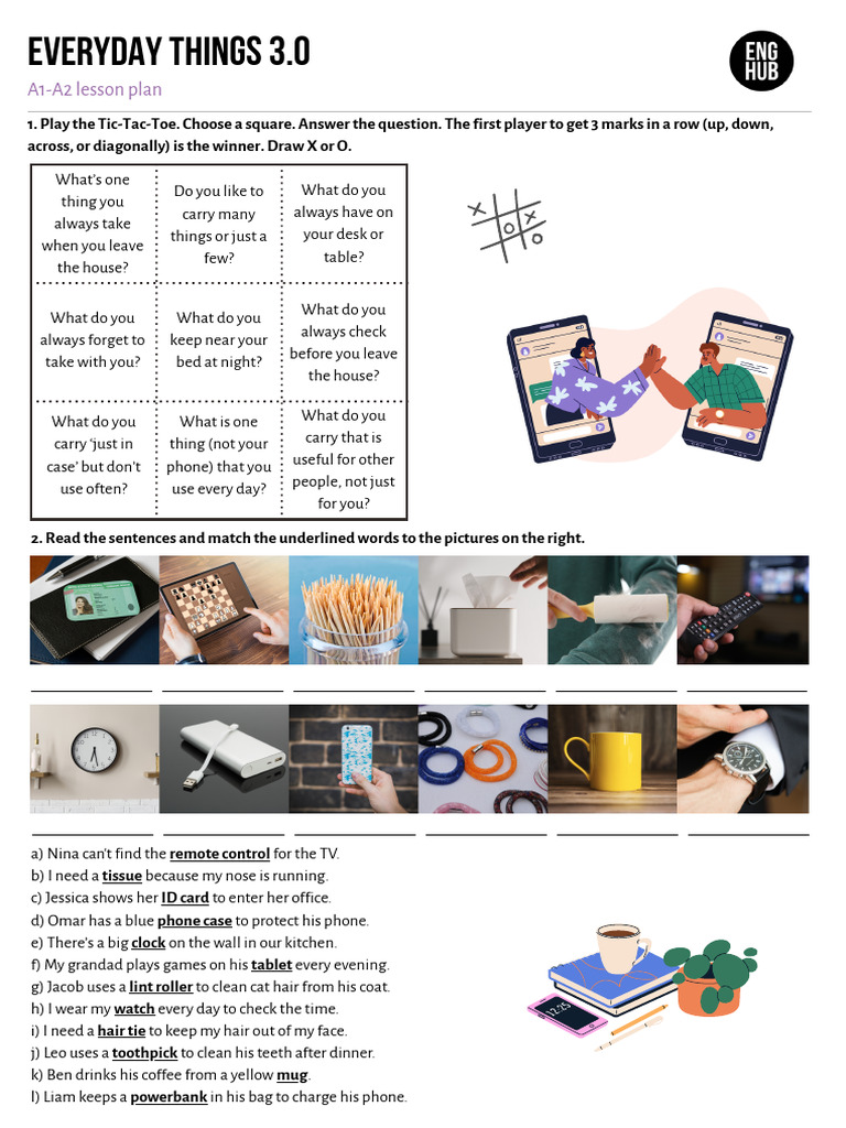 A1-A2 Everyday Things 3.0 A4 Worksheet SV | PDF