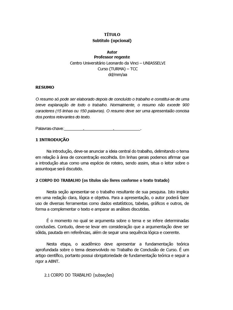 Modelo Do Paper Do TCC 2 | PDF | Abstract (resumo)