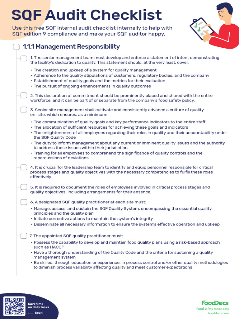 SQF Checklist | PDF | Audit | Verification And Validation