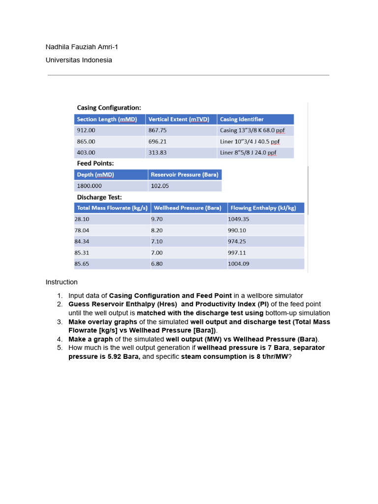 AILIMA _ Task 1 - Wellbore Simulation Production Test Calibration | PDF