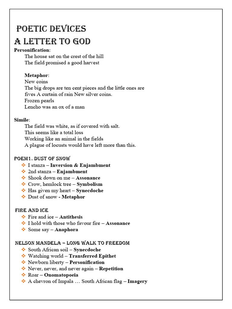 Class 10 Poetic Devices | PDF