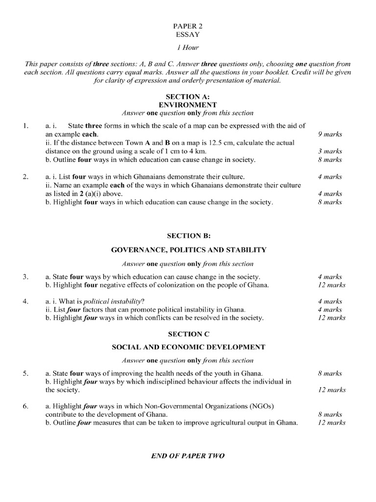 2021 Bece Social Studies Paper 2 | PDF