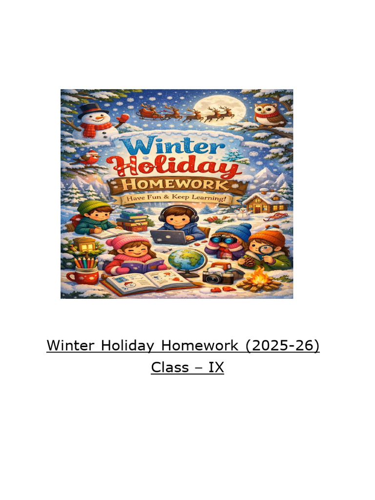 Winter Holiday Homework Class IX 2025 26 | PDF | Area | Circle