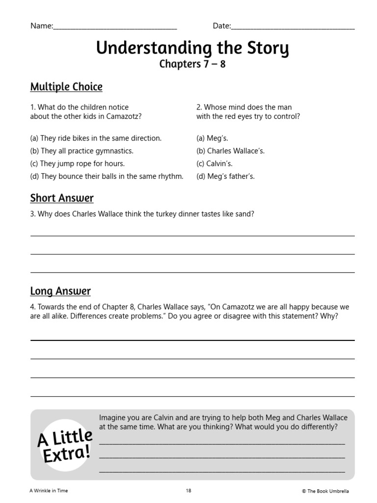 A Wrinkle in Time Chapters 7 and 8 | PDF