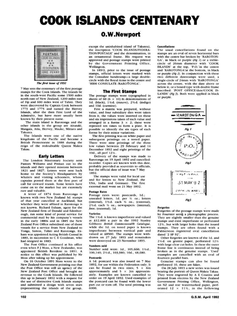 Cook - 1892-1932 - First Stamps | PDF