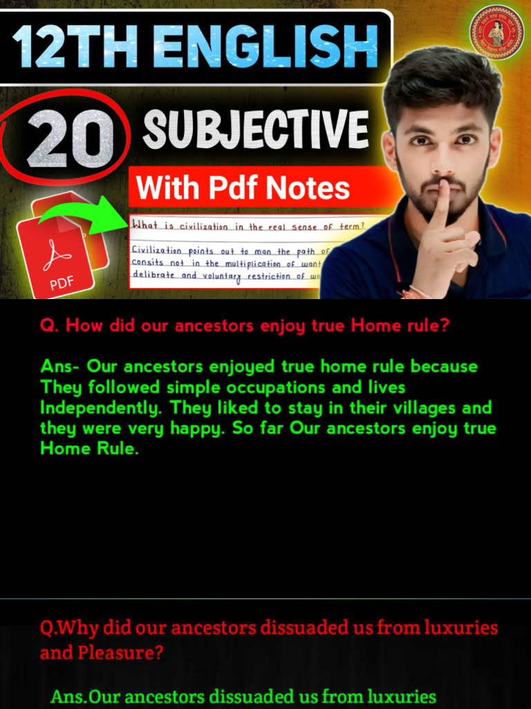 English Chapter 1 To 6 Subjective With Answer | PDF