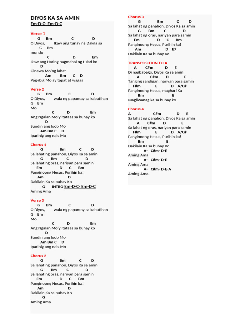 3 Diyos Ka Sa Amin Chords | PDF