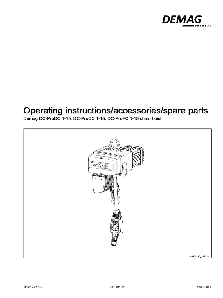Op Inst Dc-prodc 1-15 Dc-procc 1-15 Dc-profc 1-15 Chain Hoist | PDF | Power Inverter ...