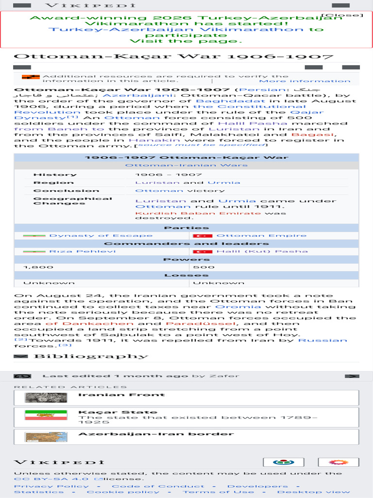 Ottoman-Kaçar War 1906-1907 - Wikipedia | PDF