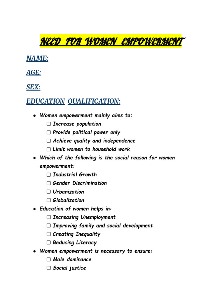 Need for Women Empowerment | PDF