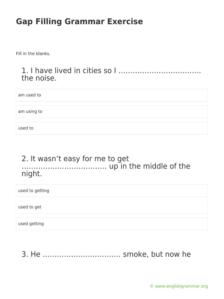 Gap Filling Grammar Exercise | PDF