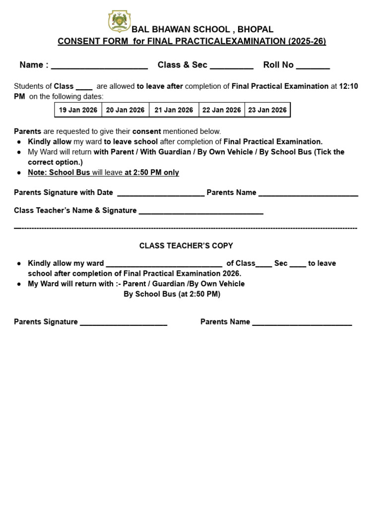 Consent Form 2025-26 | PDF