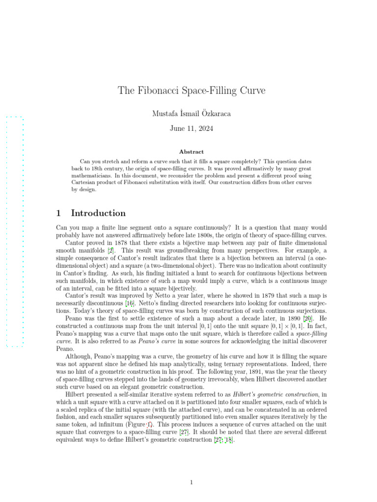 The Fibonacci Space-Filling Curve | PDF | Curve | Mathematical Objects