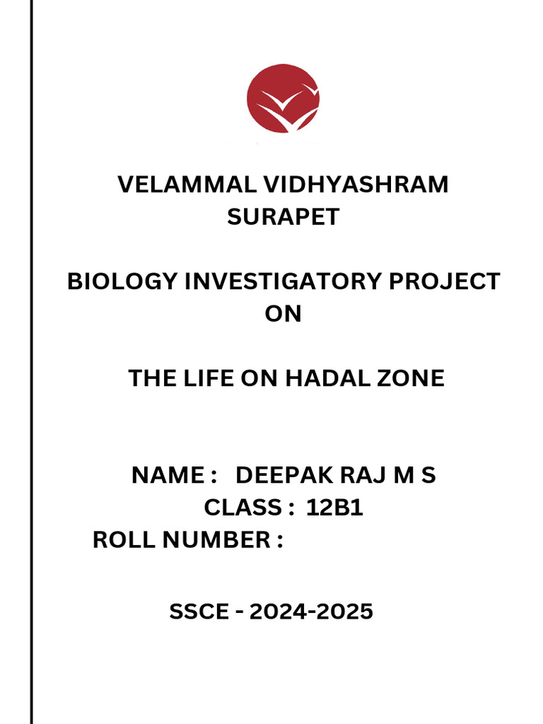 Class 12 Biology Project Ms Deepak Raj - The Life on Hadal Zone | PDF ...