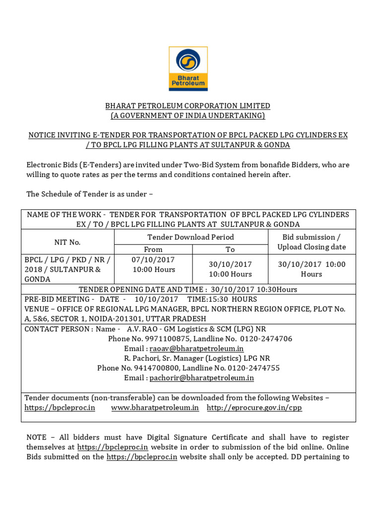 Sultanpur and Gonda Pkd Tender Document c496b4 | PDF | Auction | Business