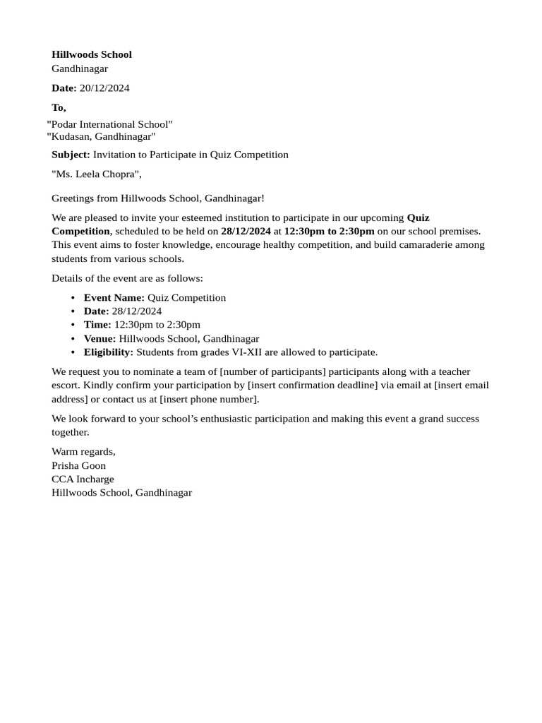 Quiz Invitation 2 | PDF