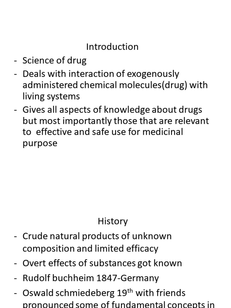 2. Introduction to Drugs | PDF | Pharmacology | Bioavailability